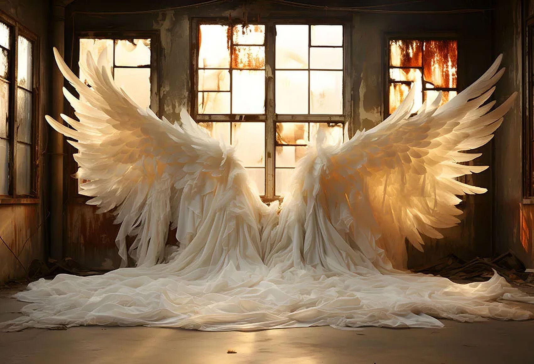 White Angel Wings Window Adult Birthday Wedding Maternity Portrait r ...