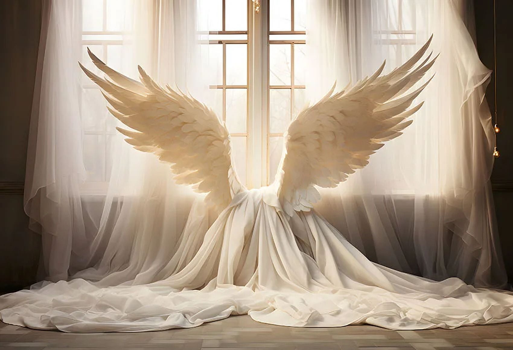 White Angel Wings Window Adult Birthday Wedding Maternity Portrait r ...