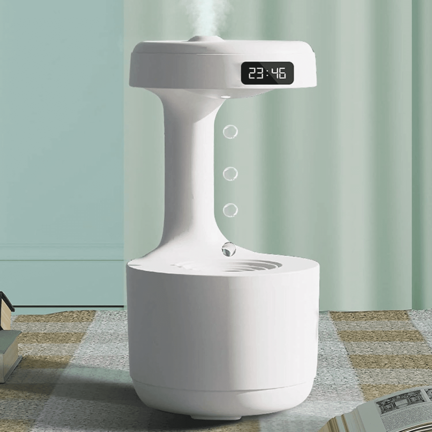White Anti Gravity Water Drop Humidifier/aromatherapy Diffuser, 27.05oz ...