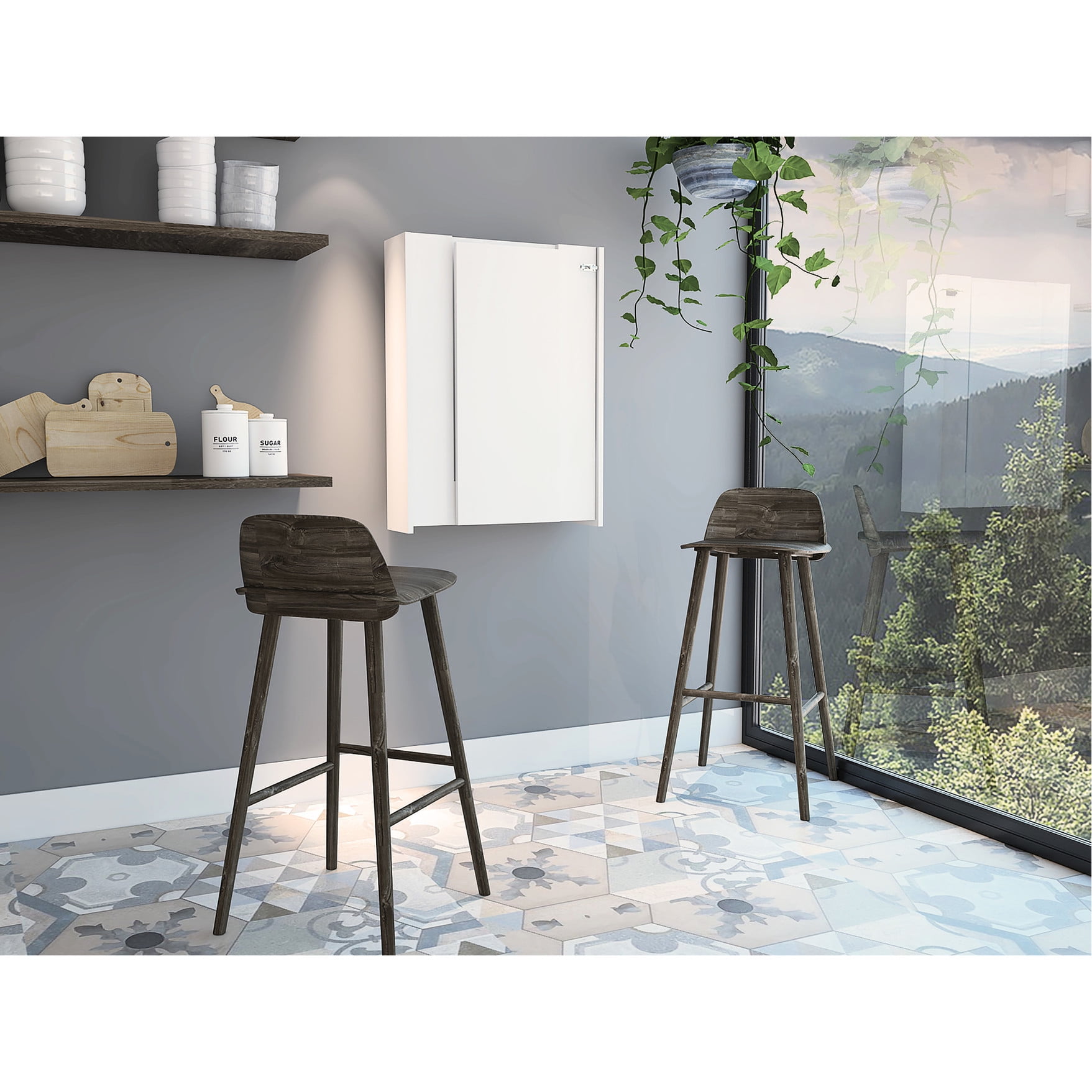 White Appearance - Extendable Table - Wall - Seven Shelves for ...