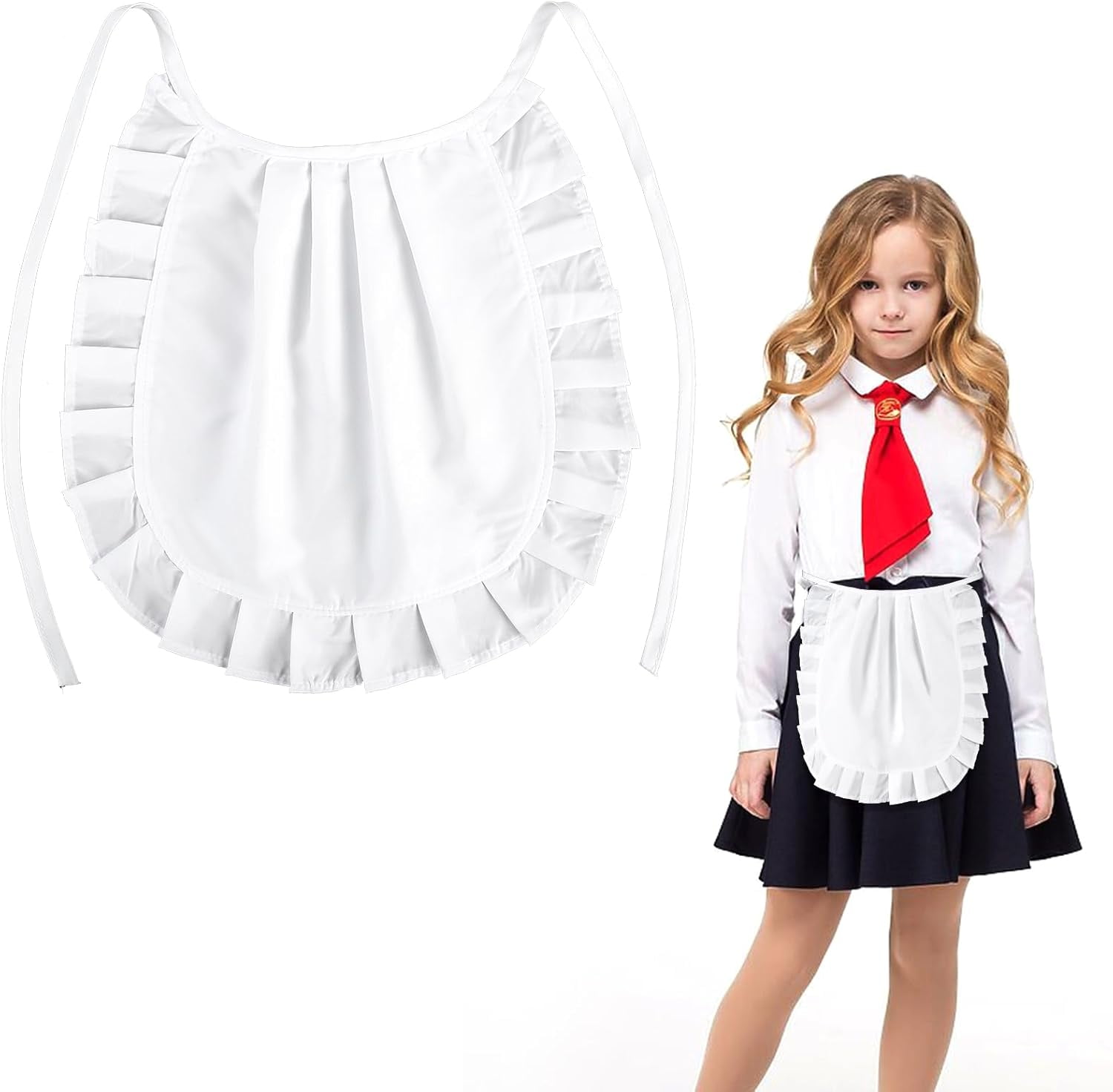 White Apron Cosplay, Waist Half Apron Puffy Tight Costume, Maid Aprons ...