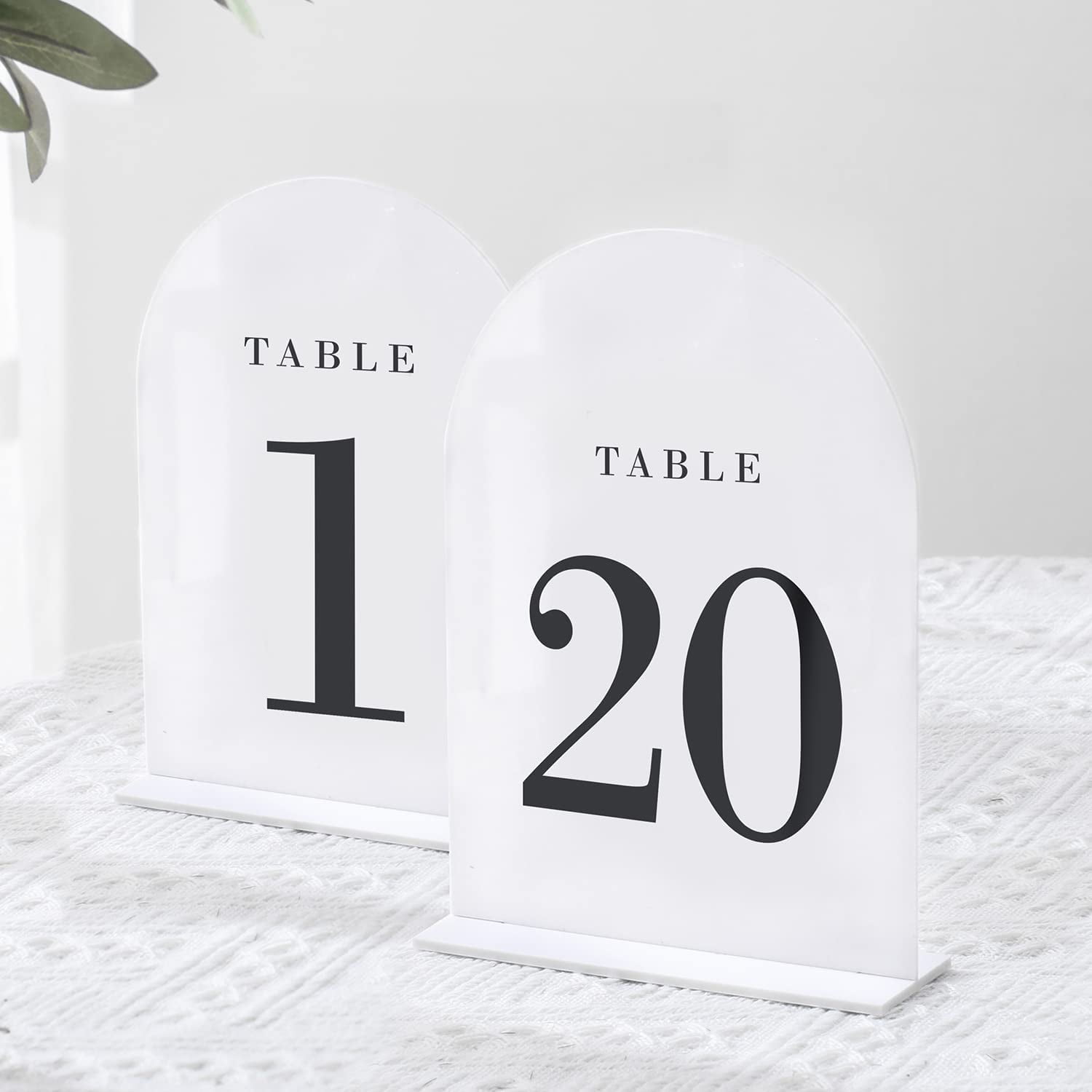 White Arch Wedding Table Numbers with Stands 1-20, " Acrylic Signs and ...