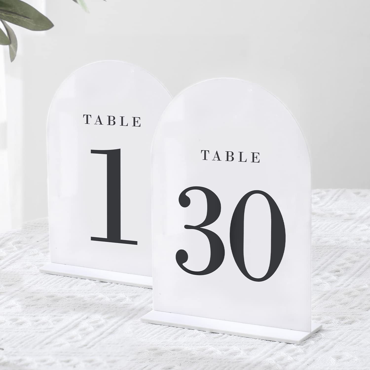White Arch Wedding Table Numbers with Stands 1-30, " Acrylic Signs and ...