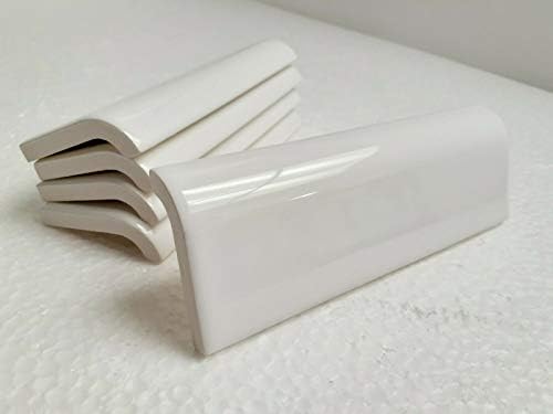 White Arctic 2x6 in Ceramic Tile Mud Cap Bullnose Trim Edge 2 x 6 inch ...