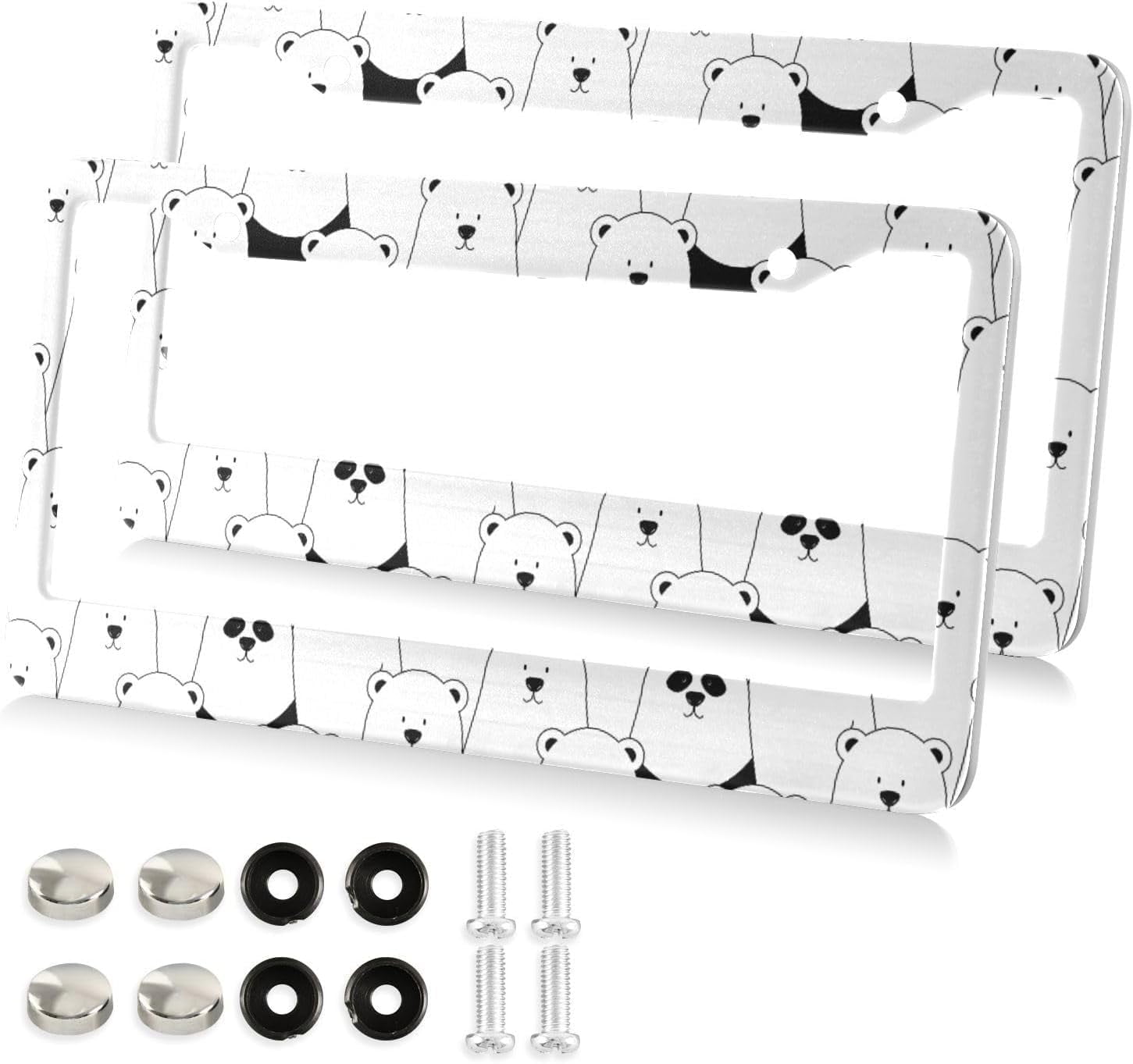 White Arctic Panda and Panda License Plate Frame - 2 Pack Universal ...