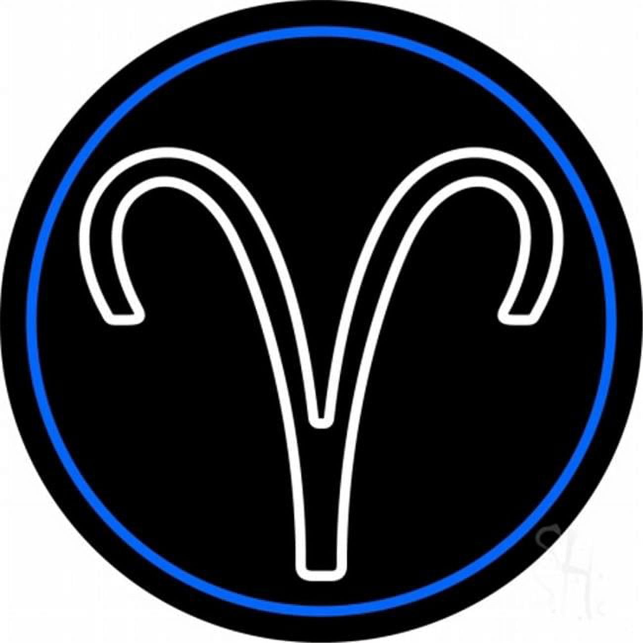 White Aries Blue Border Clear Backing Neon Sign, 26 x 1 x 26 in ...