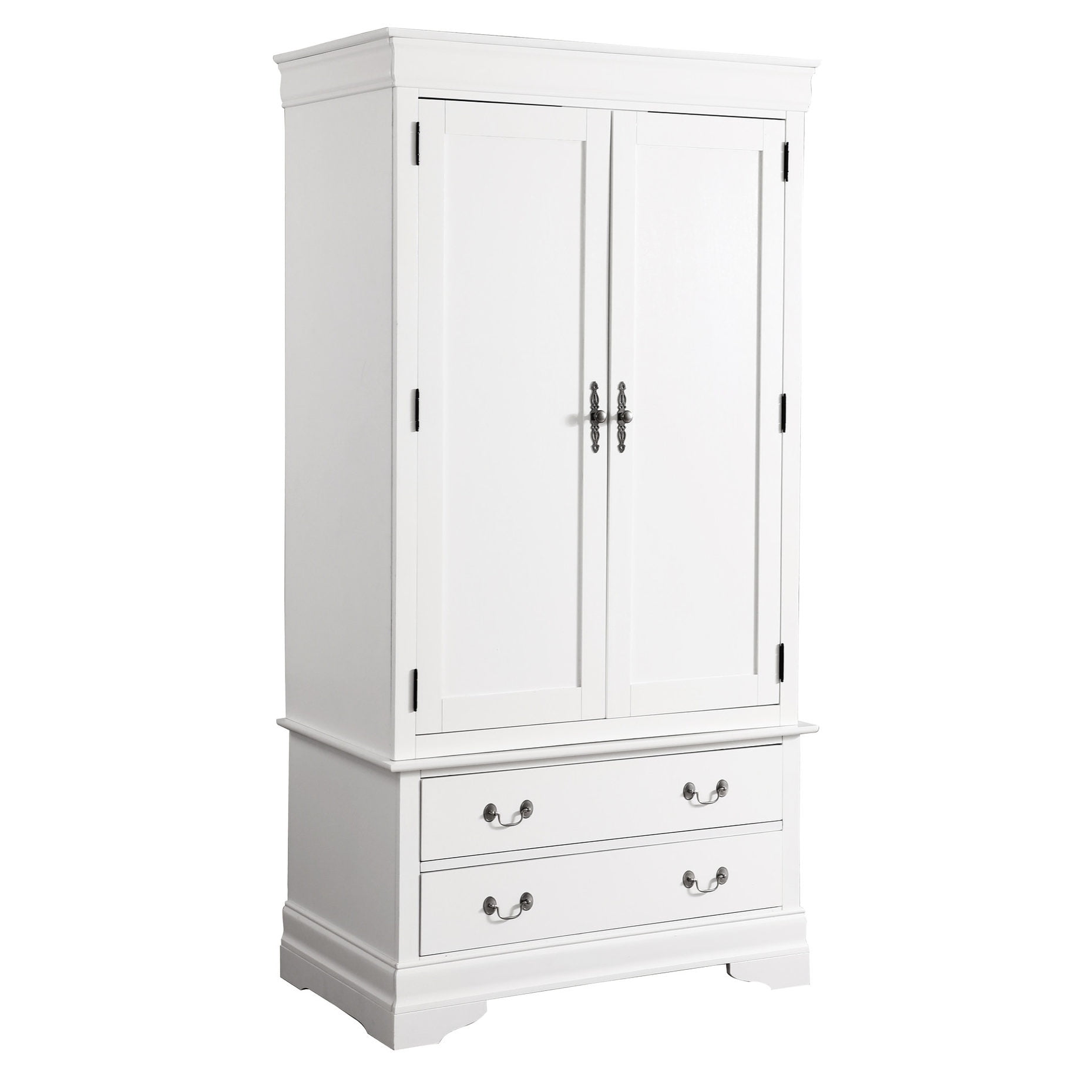 White Armoire with Curved Mouldings and 2 Doors - Adds Charm to Bedroom ...