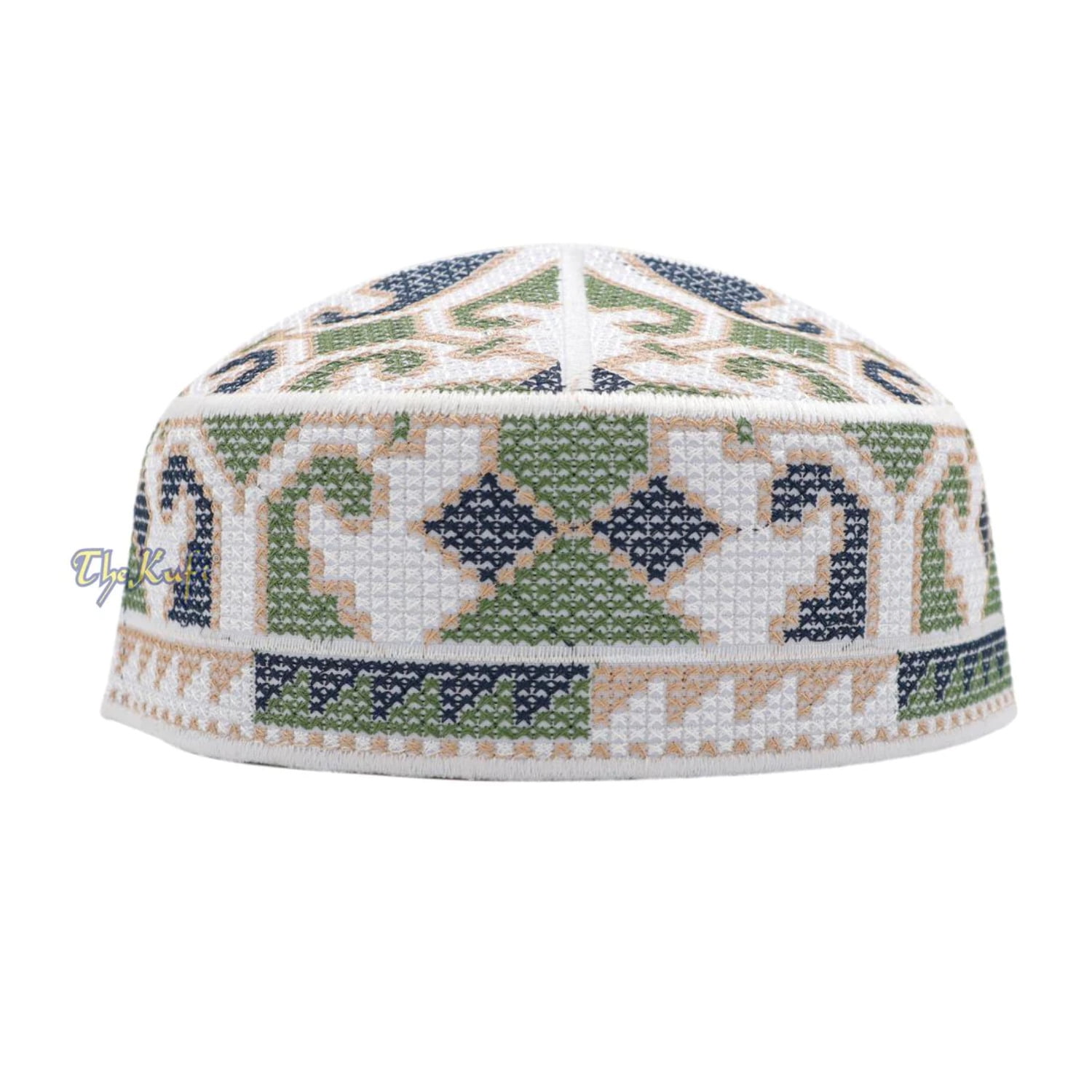 White, Army Green and Navy Blue Haji Alay Motif Embroidery Pakistani ...
