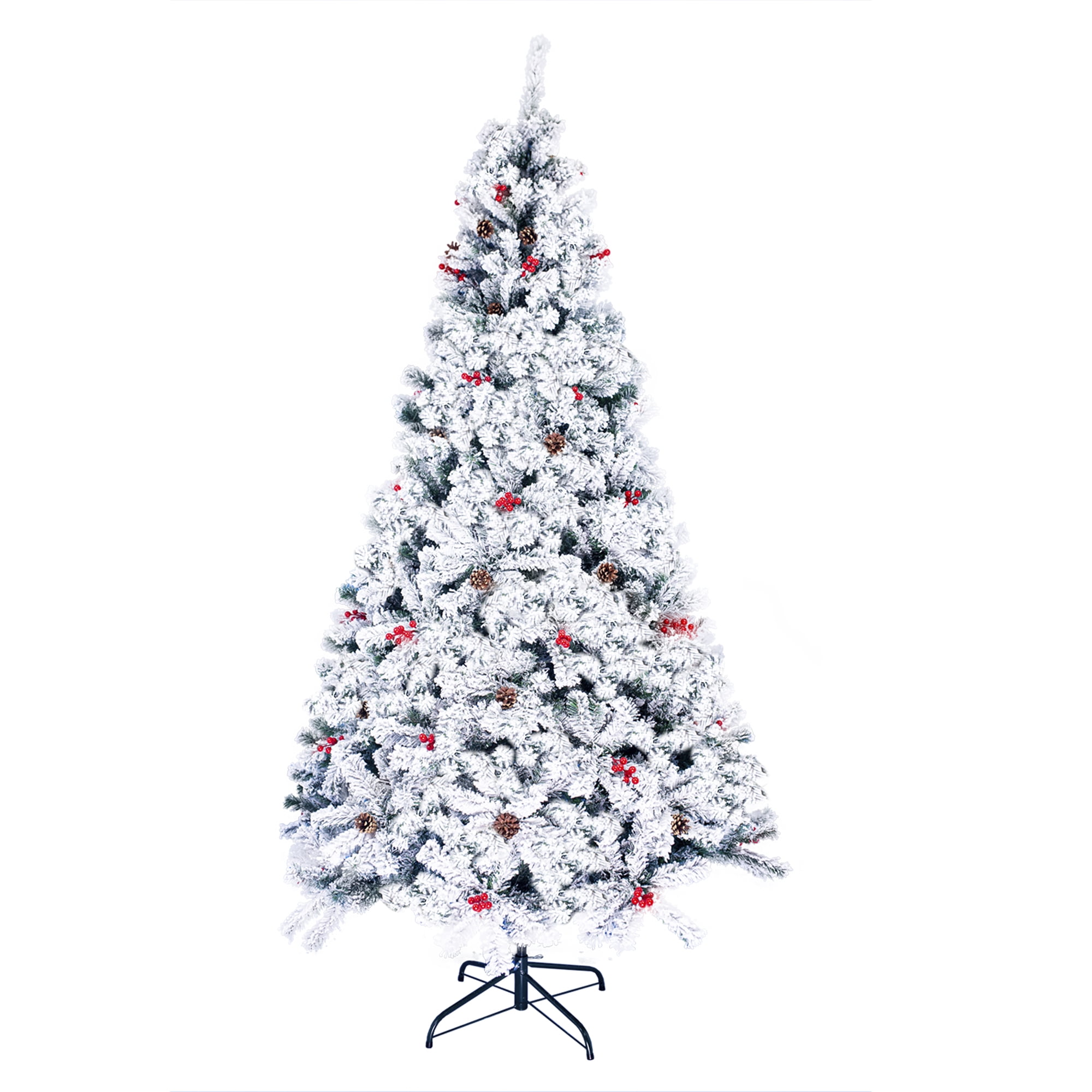 White Artificial Christmas Tree 7.5ft, Snow Flocked Christmas Tree with ...