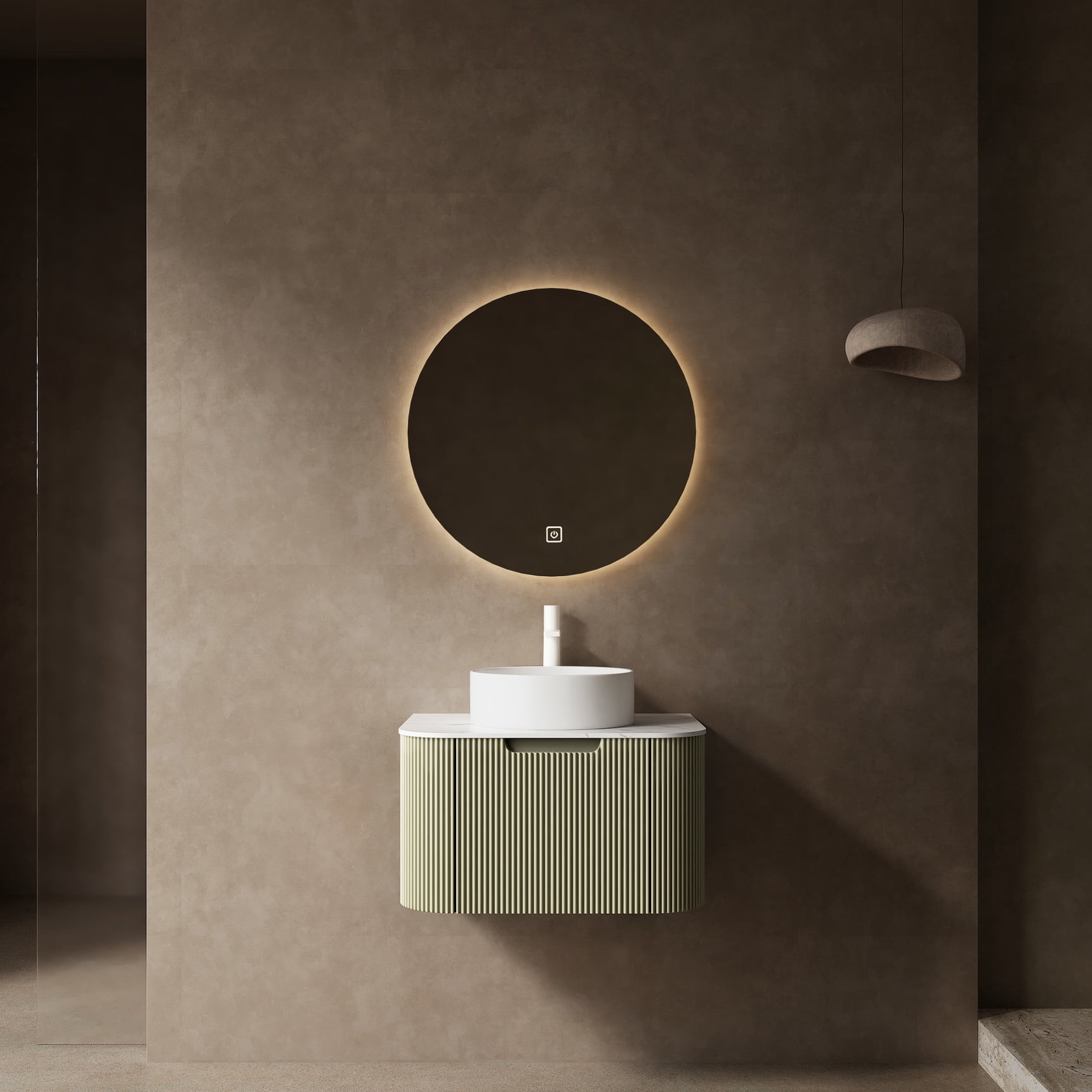 White Artificial Marble Top Vanity with Ceramic Vessel Sink | Suitable ...