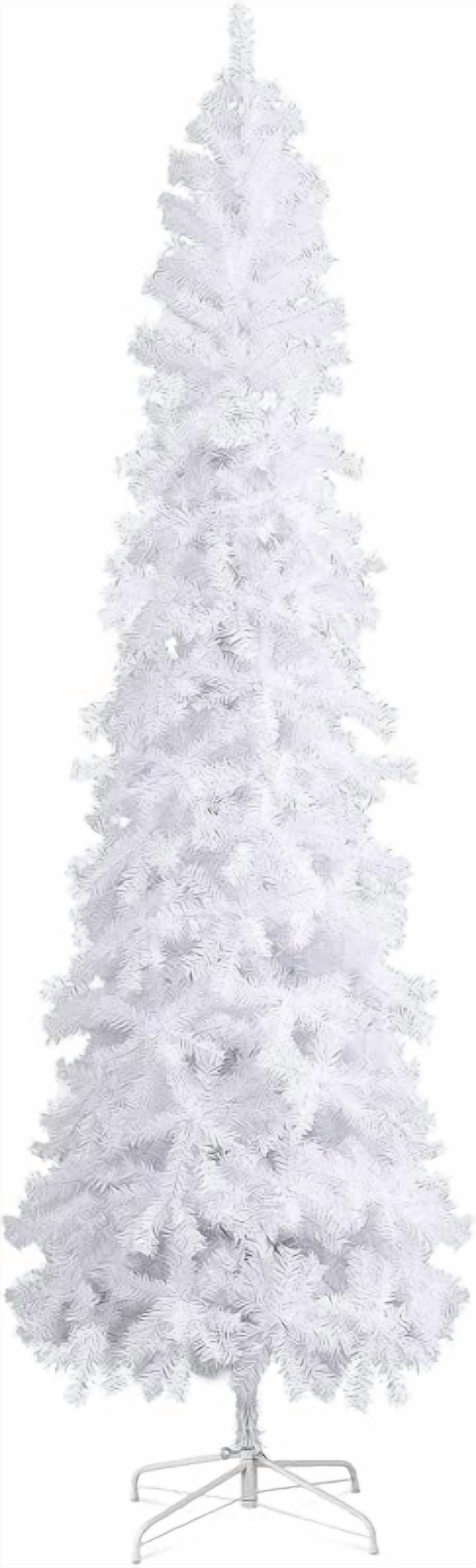 White Artificial Pencil Christmas Tree 9ft Unlit Slim Skinny Xmas Tree ...