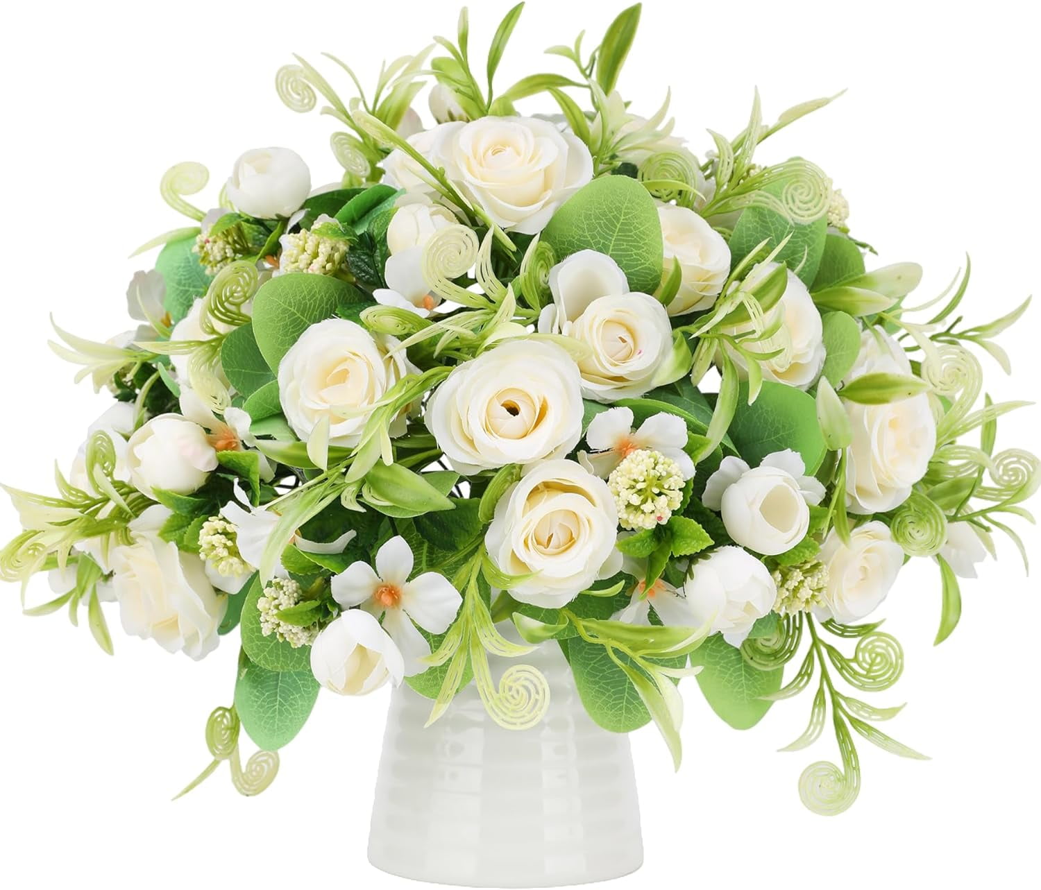 White Artificial Rose Flowers Realistic Roses Artificial Silk Flowers ...