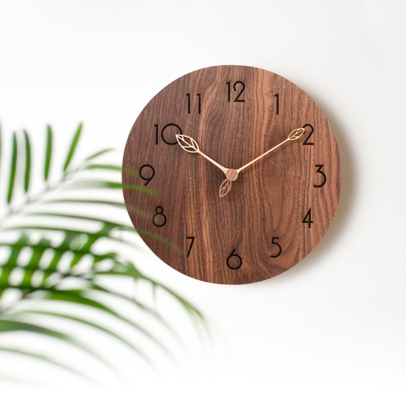 White Ash Wood Wall Clock Nordic Simple Modern round Clock Living Room ...