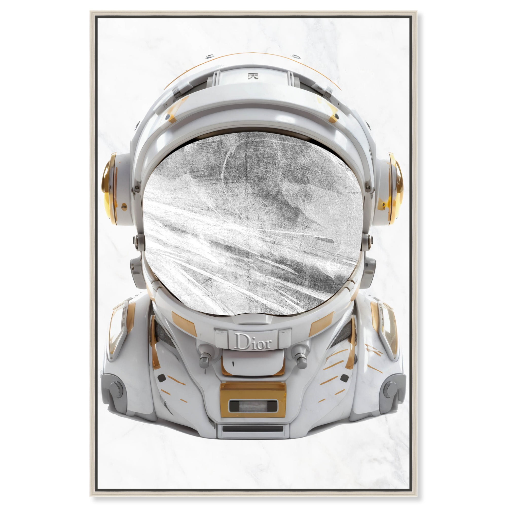 White Astronaut Helmet Canvas Modern Astronaut Art By Notoriart, Silver ...