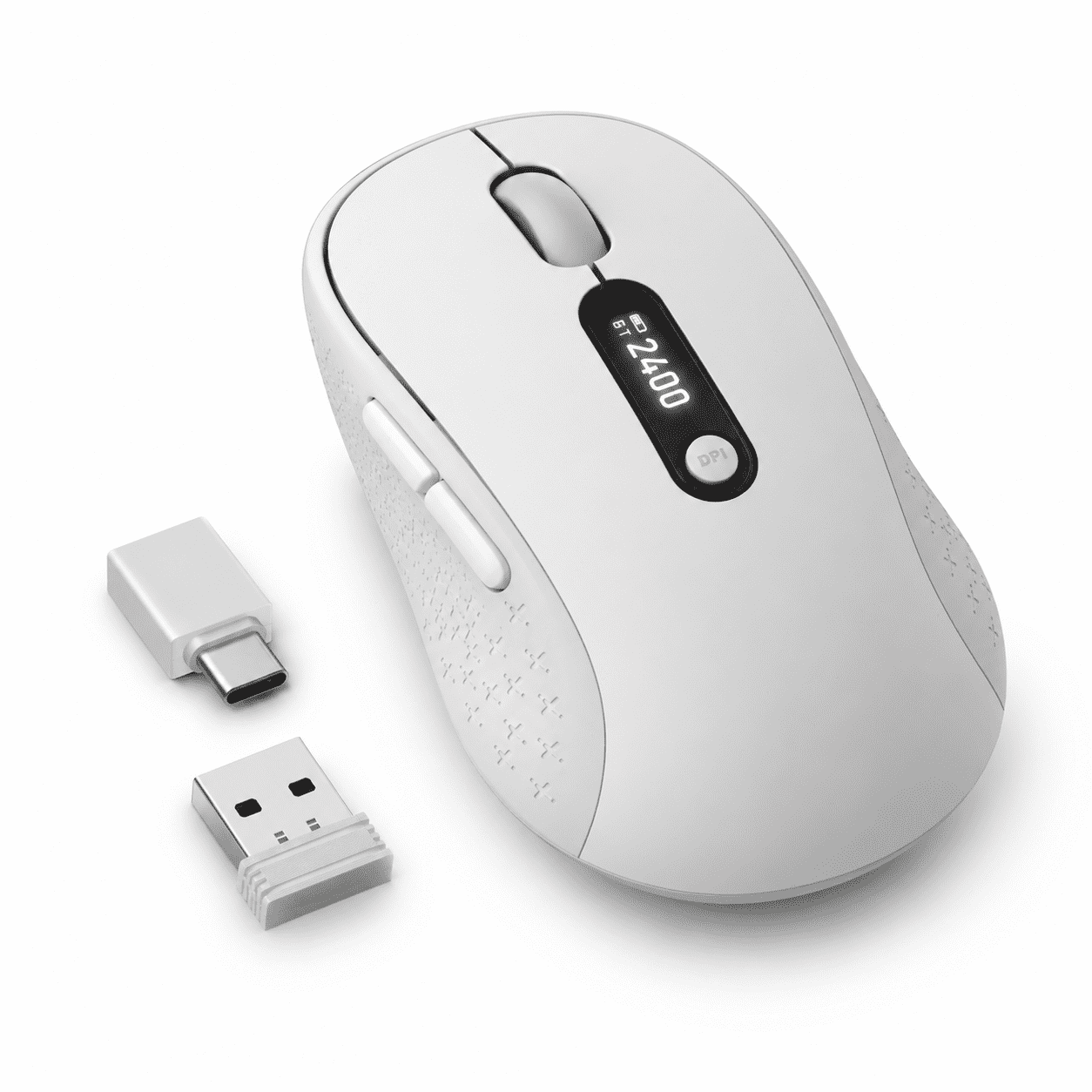 White B15pro Tri-mode Wireless Mouse With LED Display For Laptop PC ...