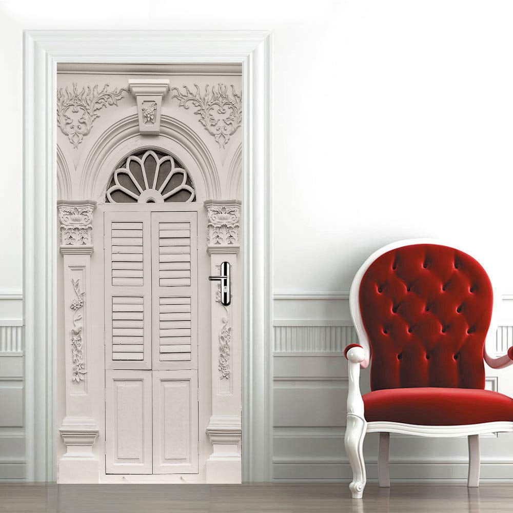 White Background Door Stickers Embossed Visual Stereo PVC Self-adhesive ...