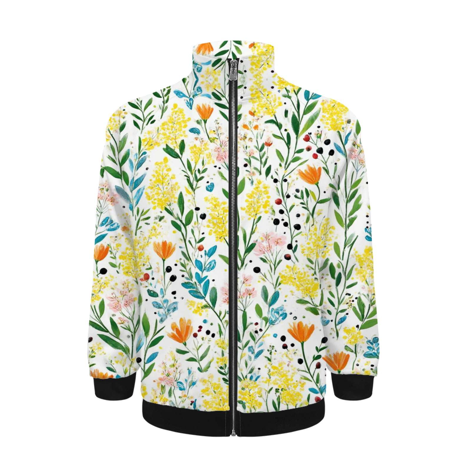 White Background Floral Summer Print Jacket Men's Street Cool Long ...