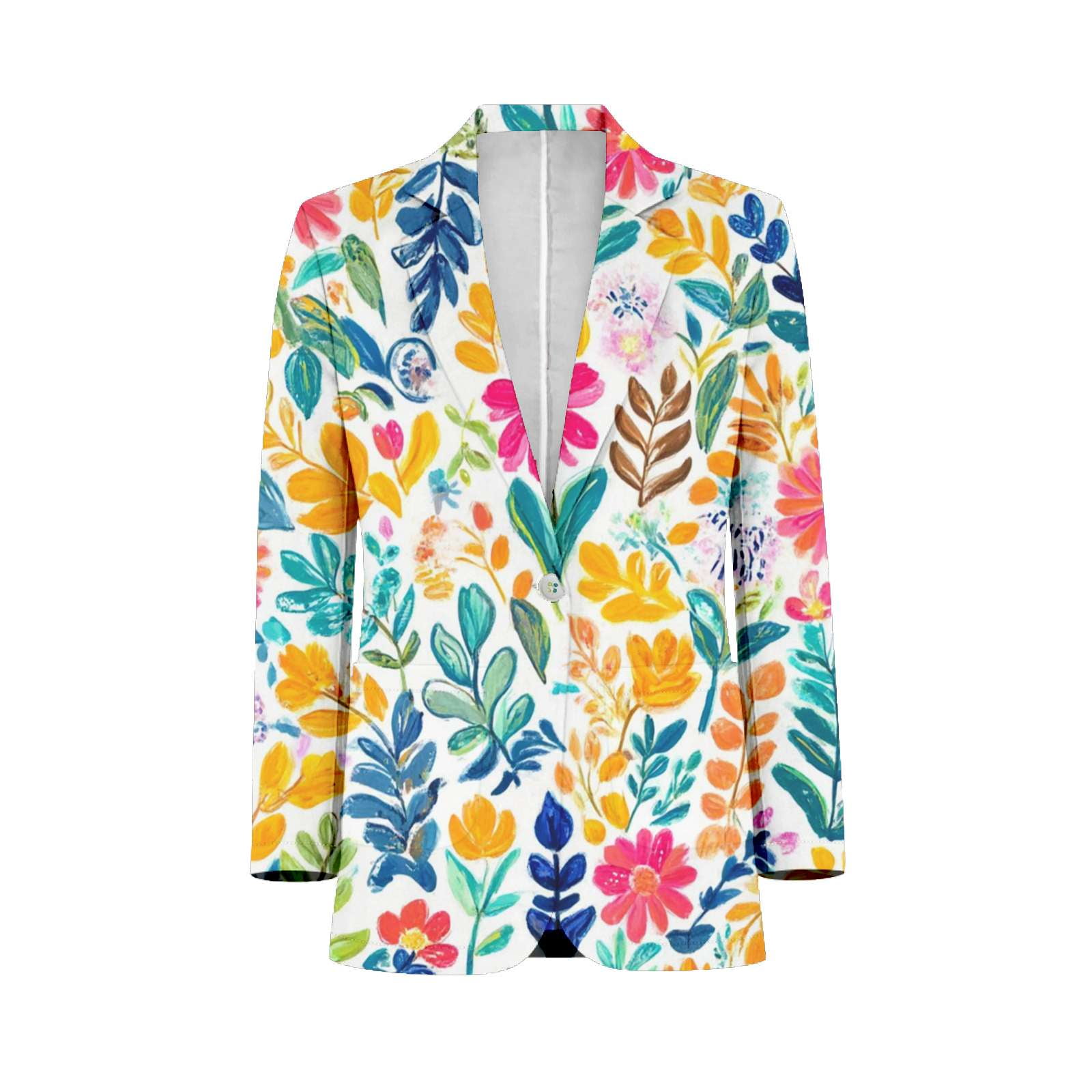 White Background Vibrant Floral Pattern Customized Men's Suits full man ...