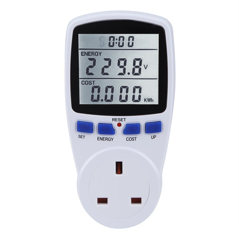 White Backlit, Multi-Function Power Control Smart Energy Monitor Socket ...