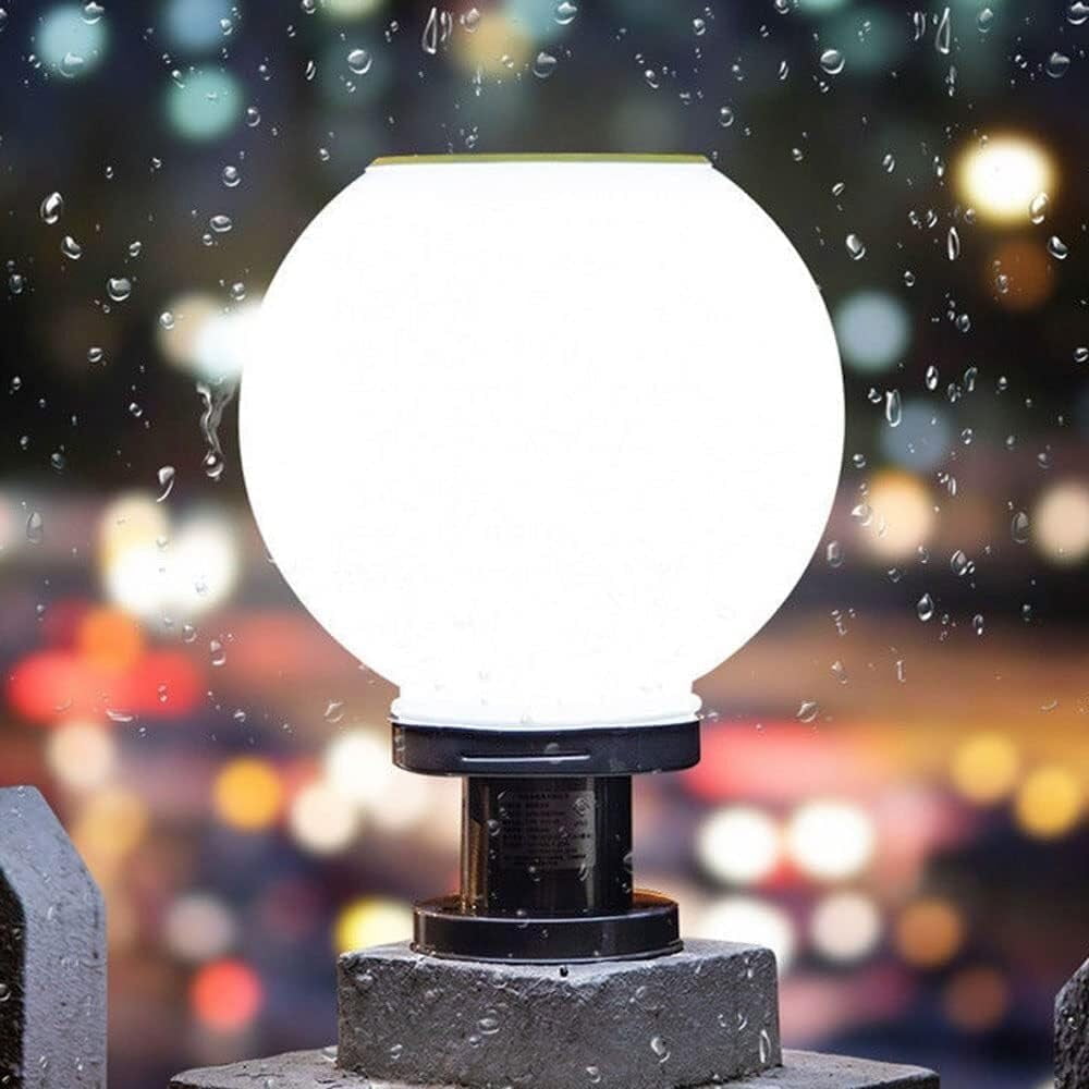 White Ball Shape Acrylic Shade Solar Column Lamp Outdoor Waterproof ...