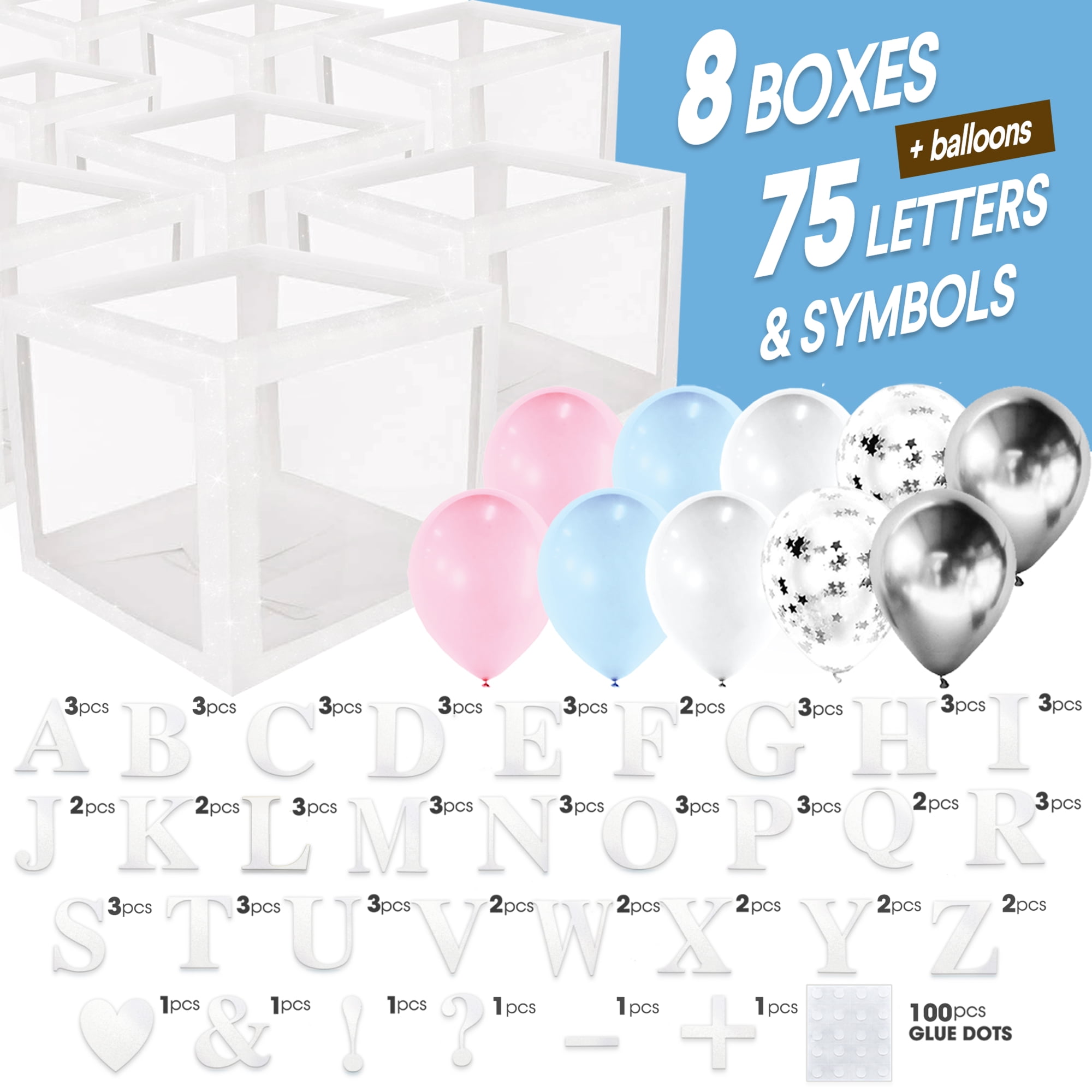 Walmart White Balloon Letter Boxes | Baby Shower & Gender Reveal ...