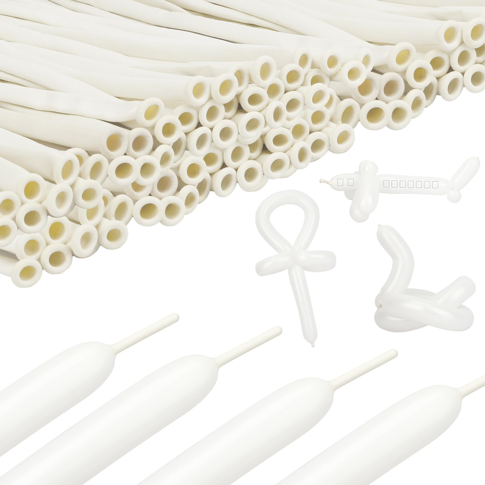 White Balloons 100 Pcs 260 Balloons Clear Balloons Stuffing Long ...