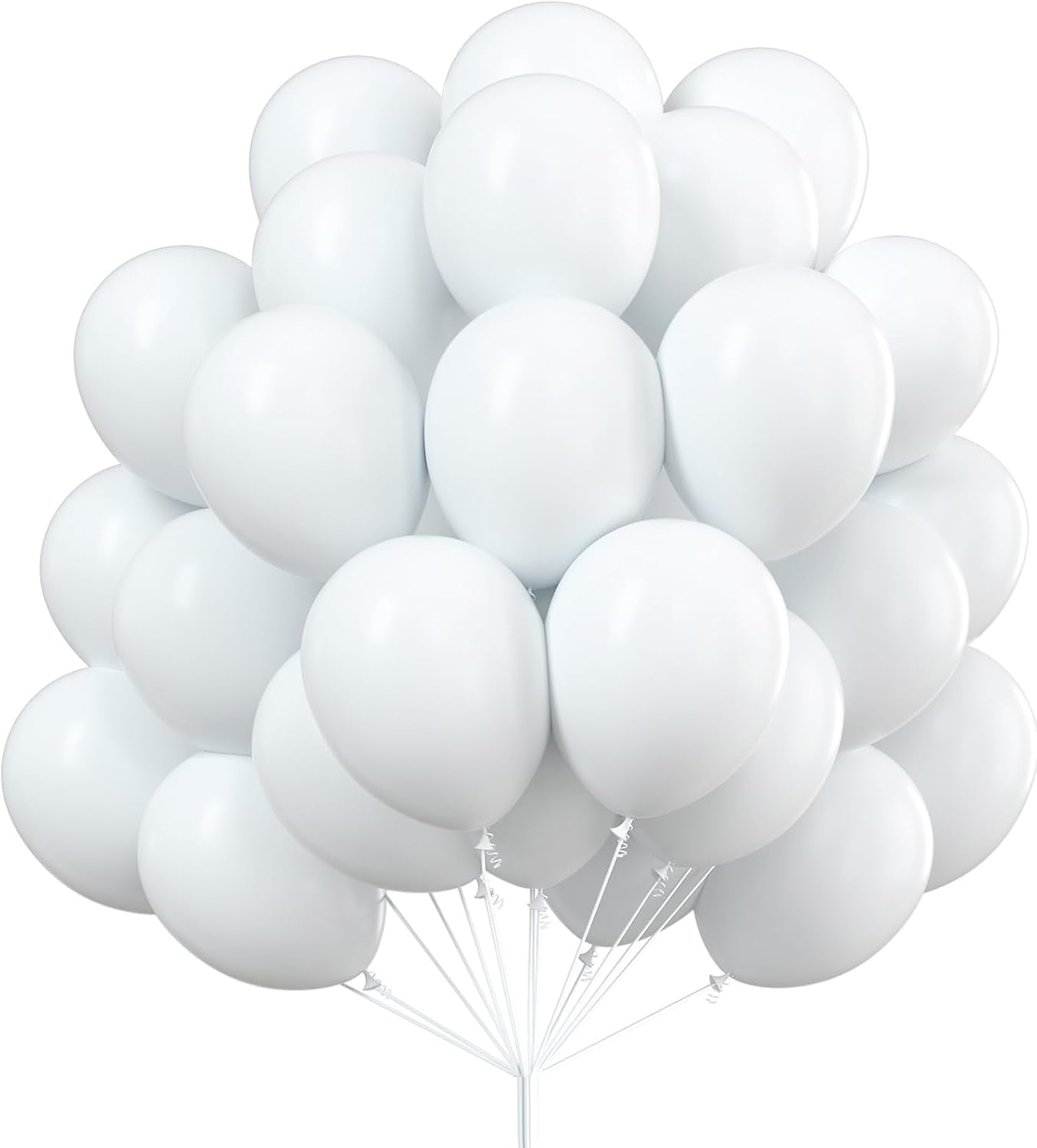 White Balloons Latex Party Balloons, 100 Pack 12 inch Round Matte ...