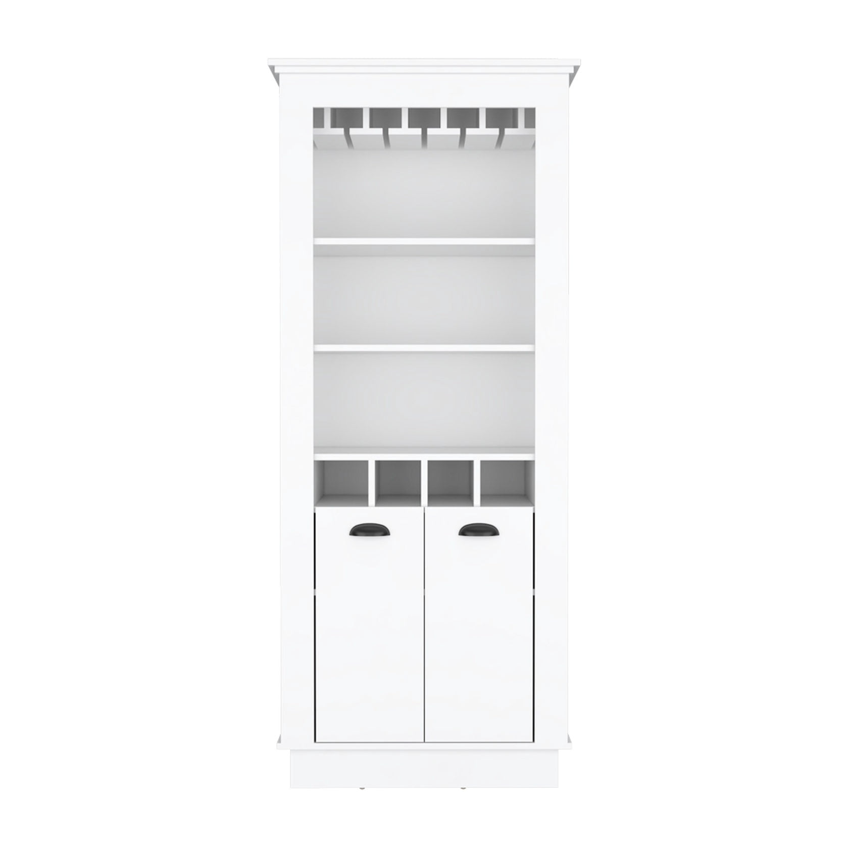White Bar Cabinet with Organized Wine Racks / Showcase Favorite Bottles ...