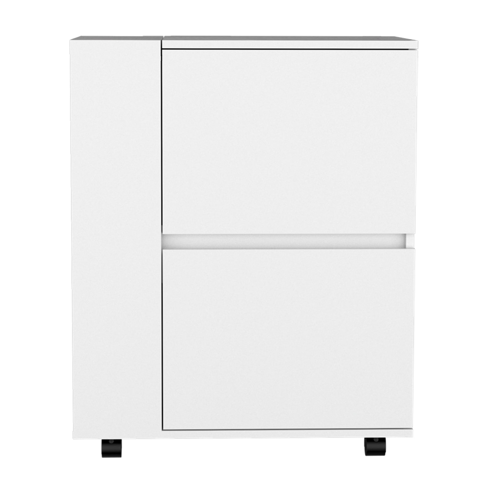 White Bar Cart For Living Room - Dual Cabinet Storage Unit, Versatile ...