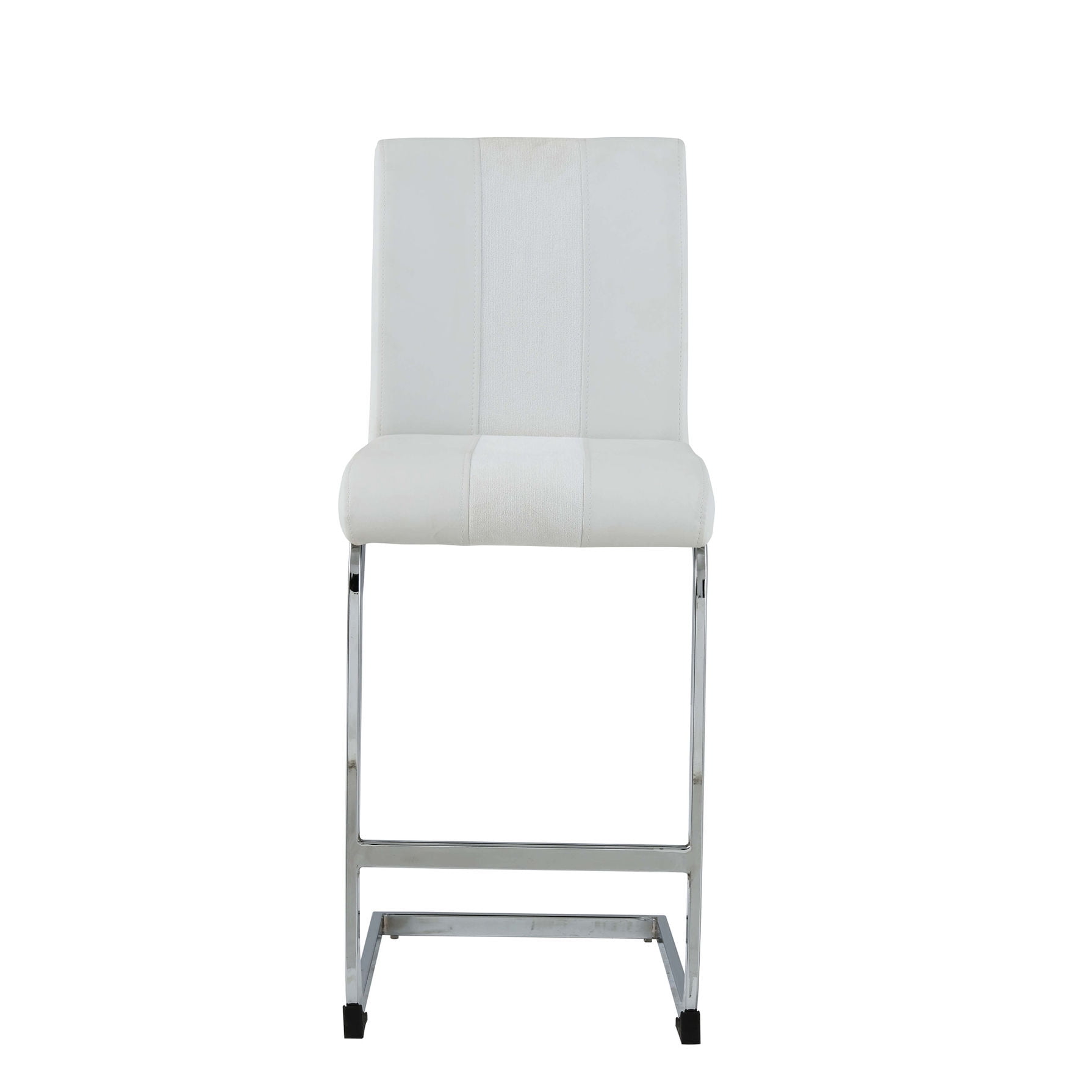White Bar Stools with Rectangular Shape | Solid Back | Silver Base ...