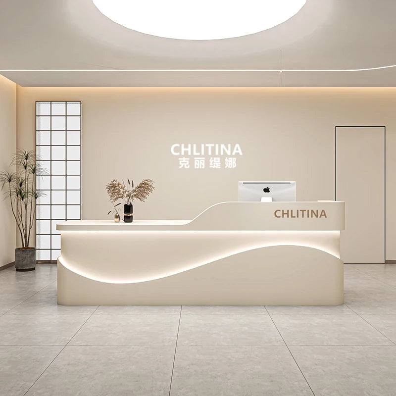 White Barbershop Reception Desk Office Simple Cash Conference Advisory ...