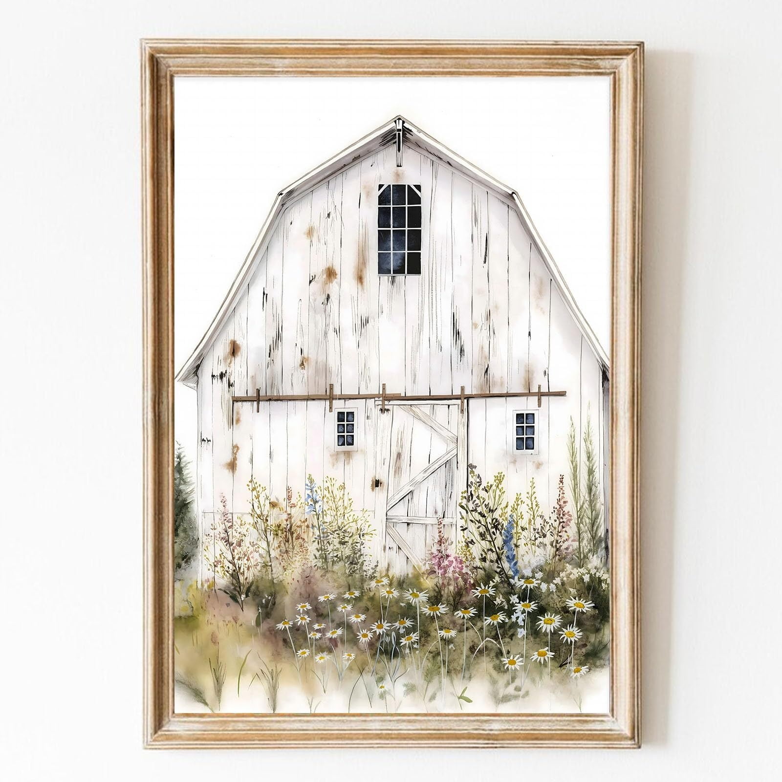 White Barn Canvas Wall Art Rustic Barn Pictures Wall Decor Farmhouse ...