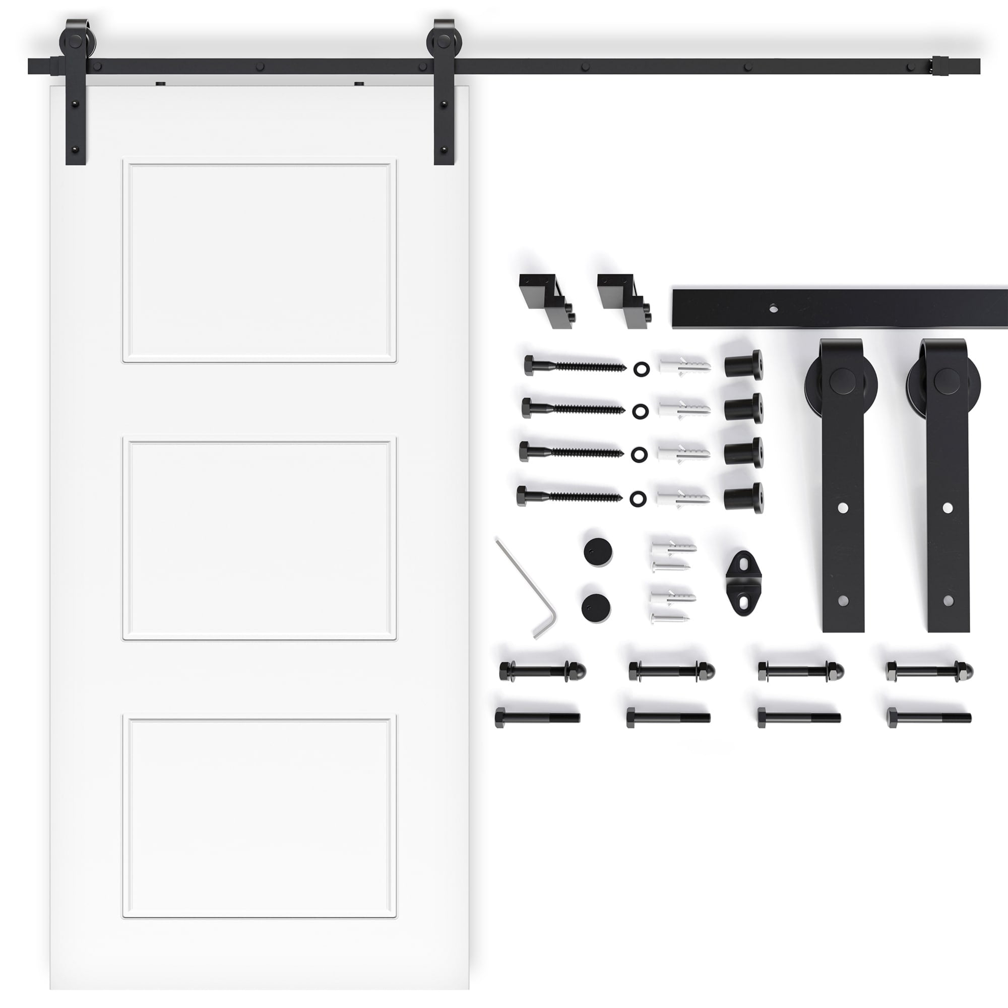 White Barn Door with Full Installation Set 36'' X 80'' Prefinished Wood ...