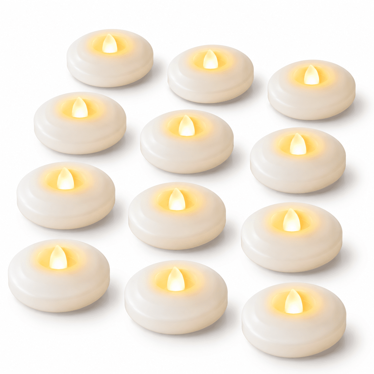 White Base 12 Pack 3 Inch Waterproof LED Floating Tealight Candles ...