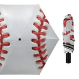 White Baseball Close Up All Weather Umbrella Triple Folding Parasol 6 ...