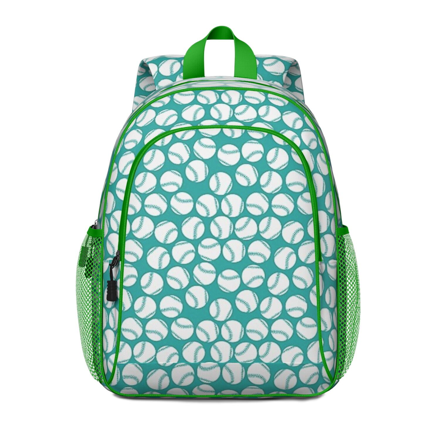 White Baseball on Green Background Backpack for School,Schoolbag with ...