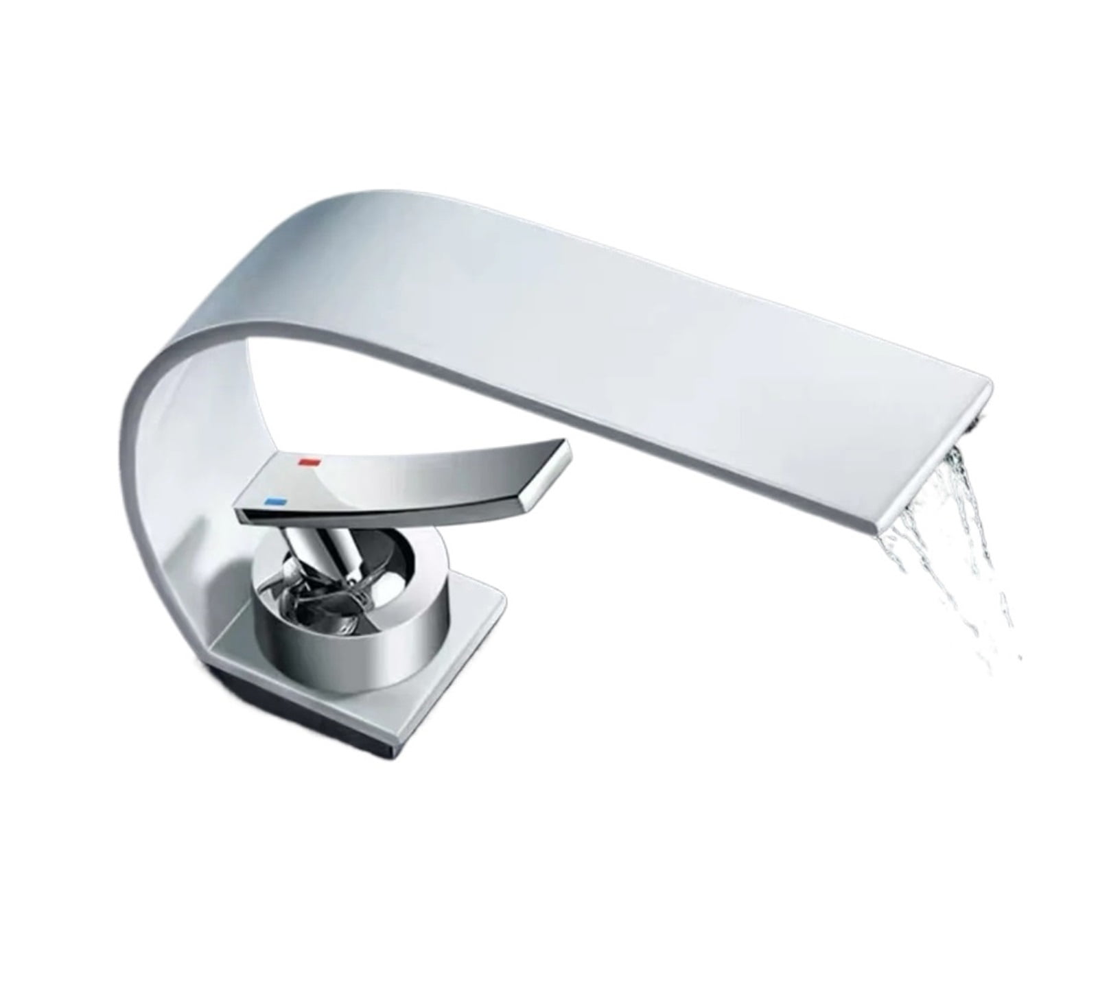 White Basin Faucet Curved Creative Waterfall Hot And Cold Water Mixer ...