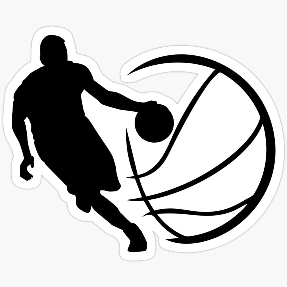 White Basketball Shape Design Sticker Baseball Sticker, Football ...