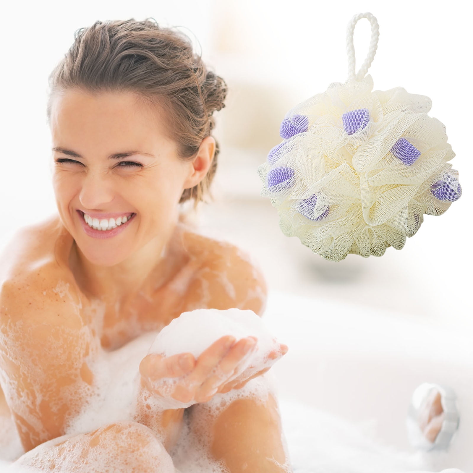 White Bath Shower Loofah Sponge, Skin Care Men Women Bathing ...
