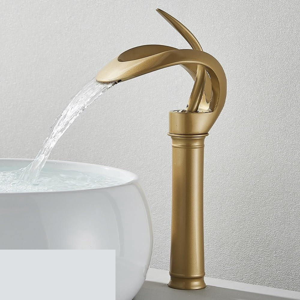White Bathroom Basin Faucet Single Handle Waterfall Spout Hot Cold ...