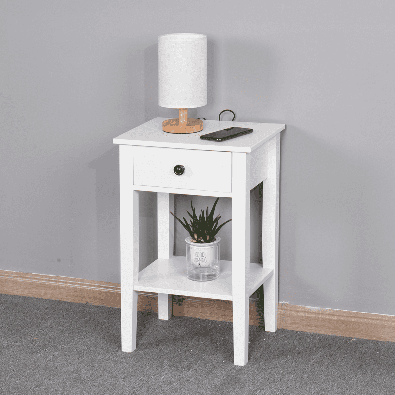 White Bathroom Floor-Standing Storage Table with Drawer, Bedside ...