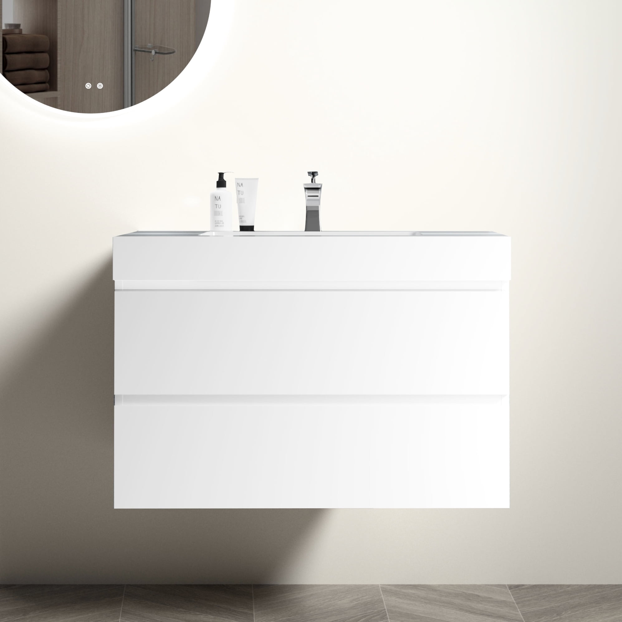 White Bathroom Furniture 36" - Drawers, One Basin, Spacious Interior ...