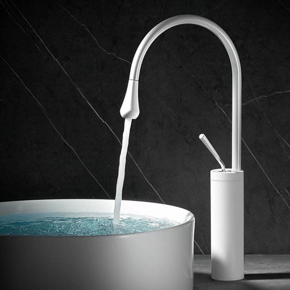White Bathroom Sink Vessel Faucet Single Handle 360° Swivel Vanity ...