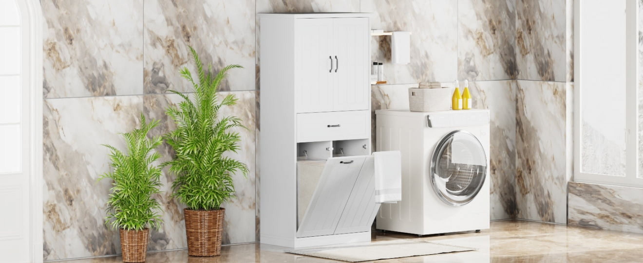 White Bathroom Storage Cabinet with Adjustable Shelves, Two Removable ...