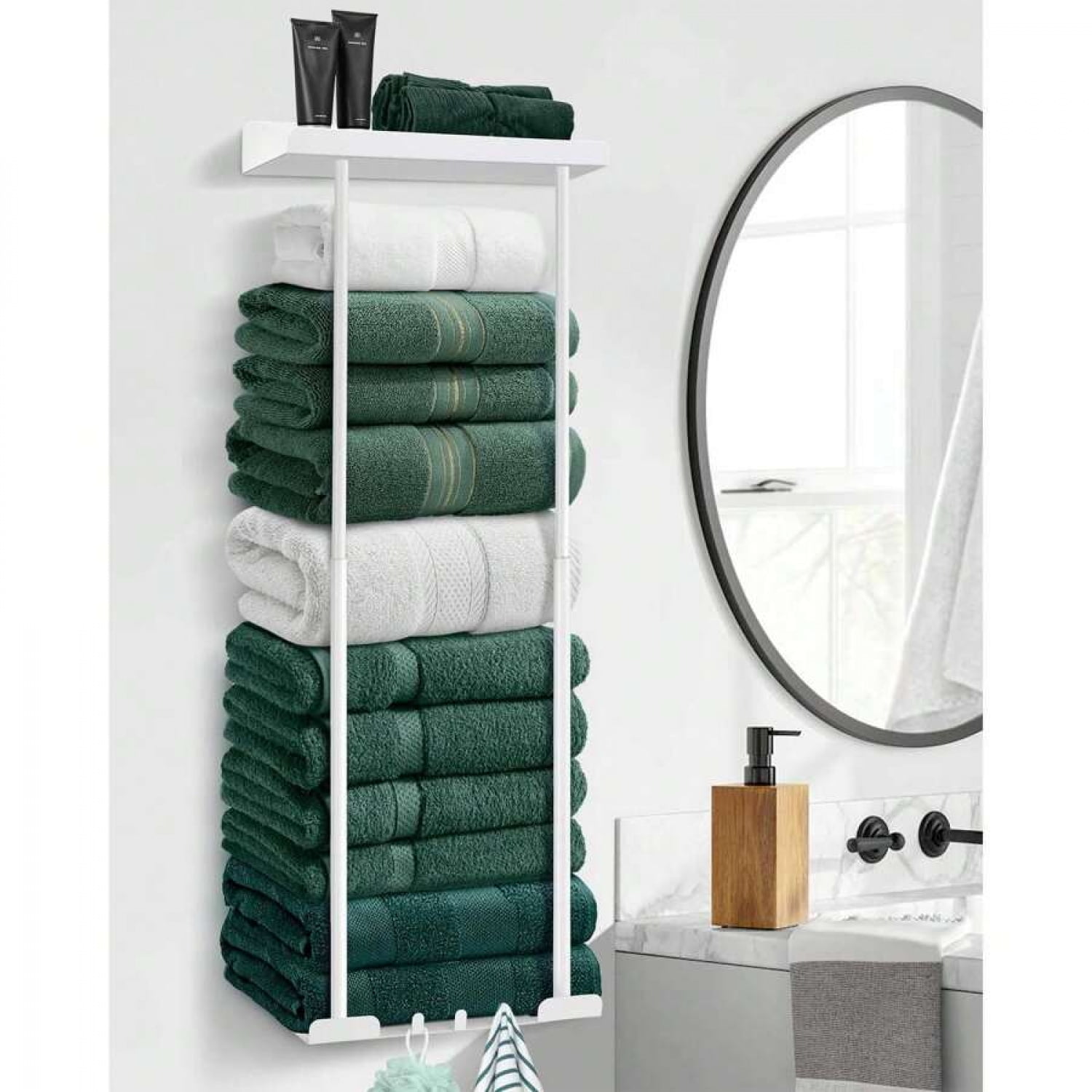 White Bathroom Towel Storage Towel Holder Bathroom Decor Aesthetic ...