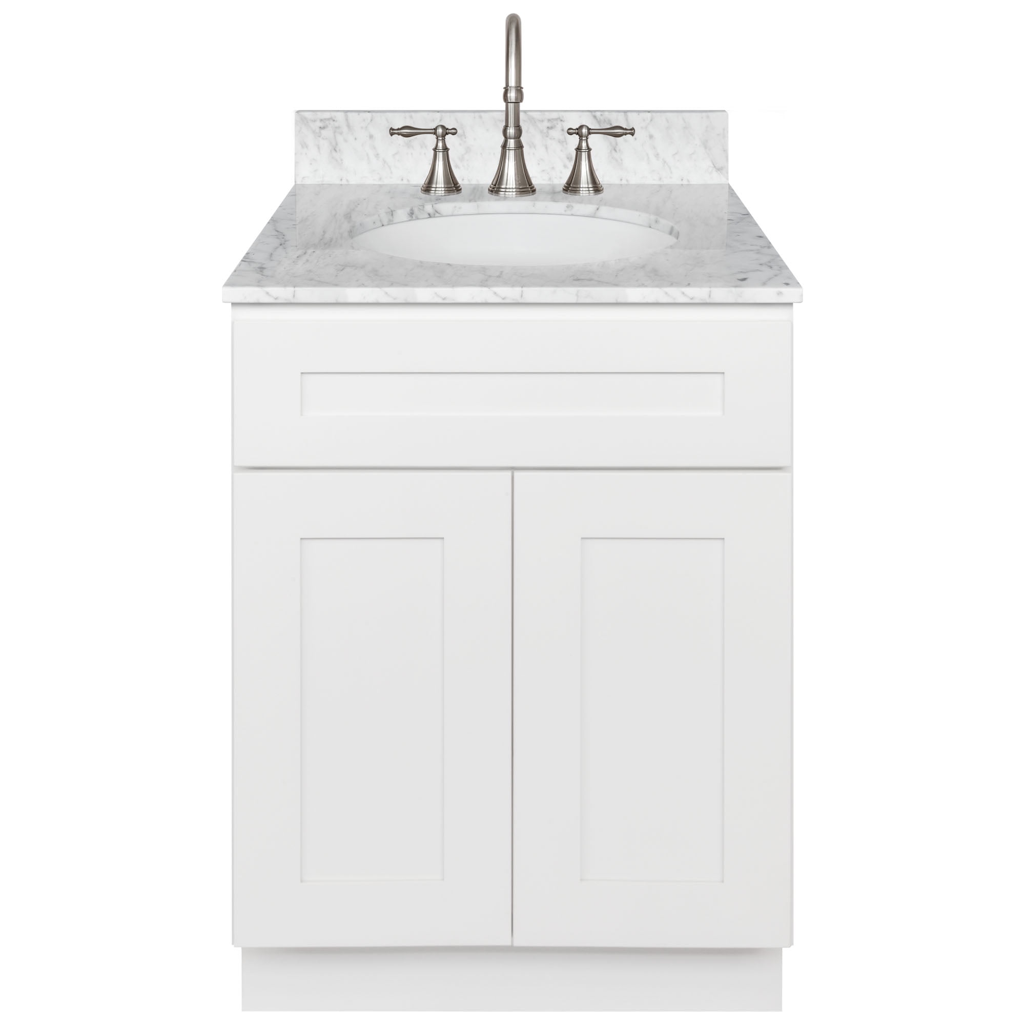 White Bathroom Vanity 24", Cara White Marble Top, Faucet LB7B - Walmart.com