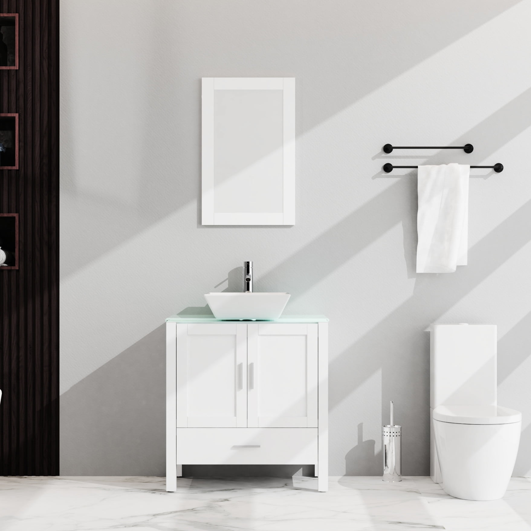 White Bathroom Vanity with Adjustable Height / Level on Uneven Surfaces ...