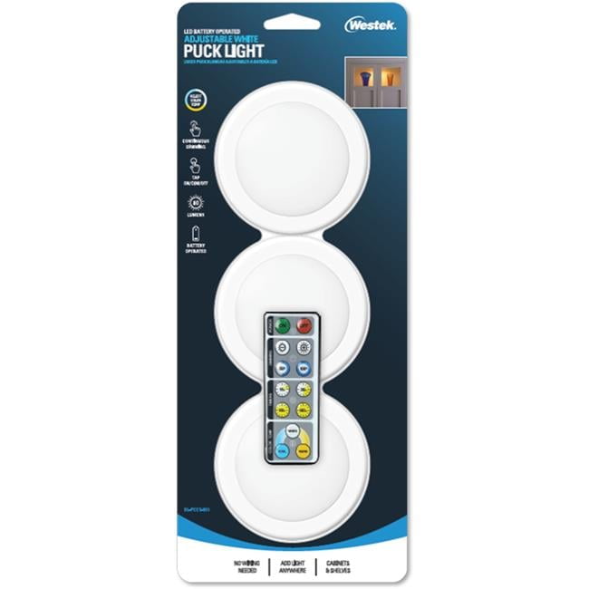 White Battery Powered LED Puck Light - Pack of 3 - Walmart.com