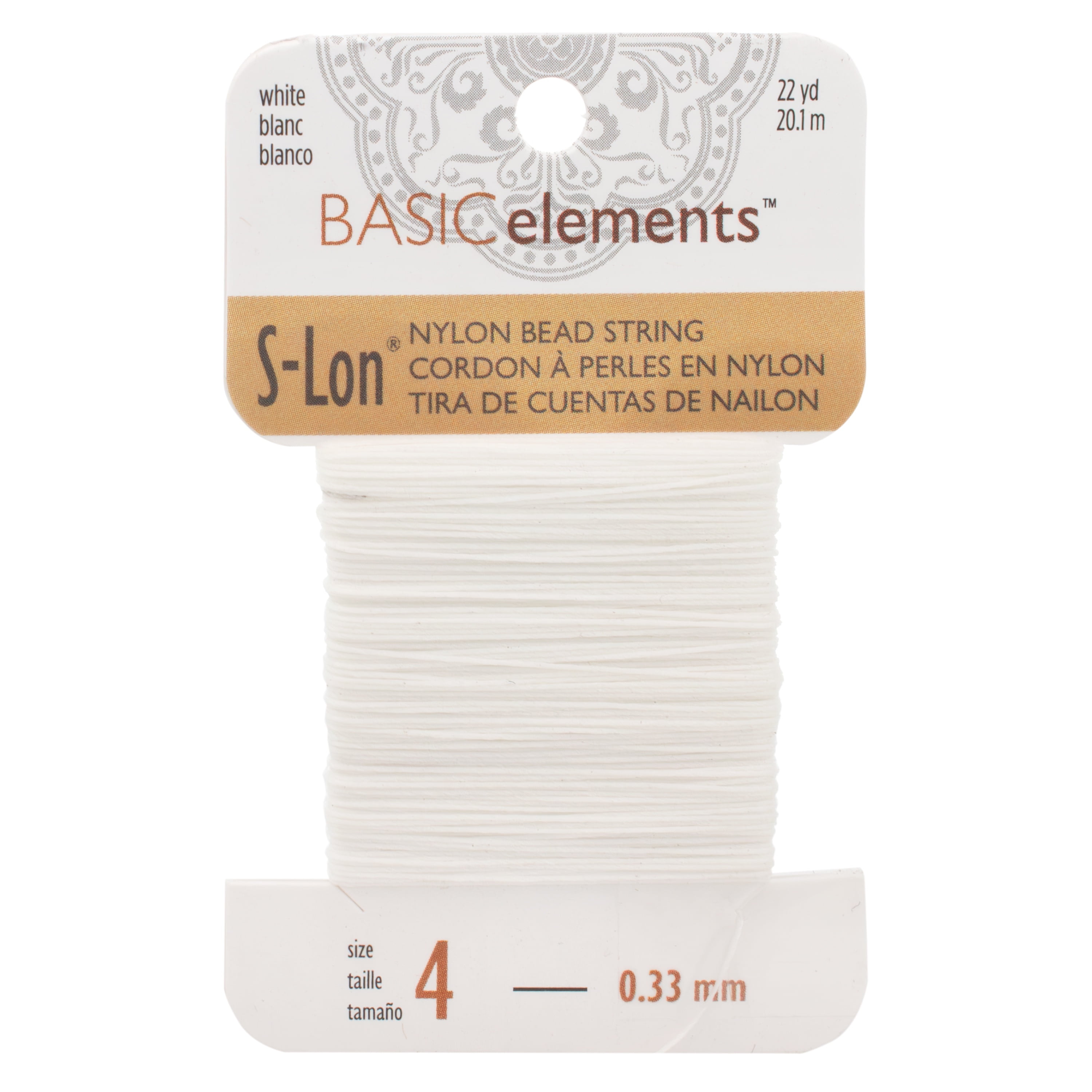 The Beadsmith S-Lon Beading Thread – White, Size 4 (0.33 mm), 22 Yds ...