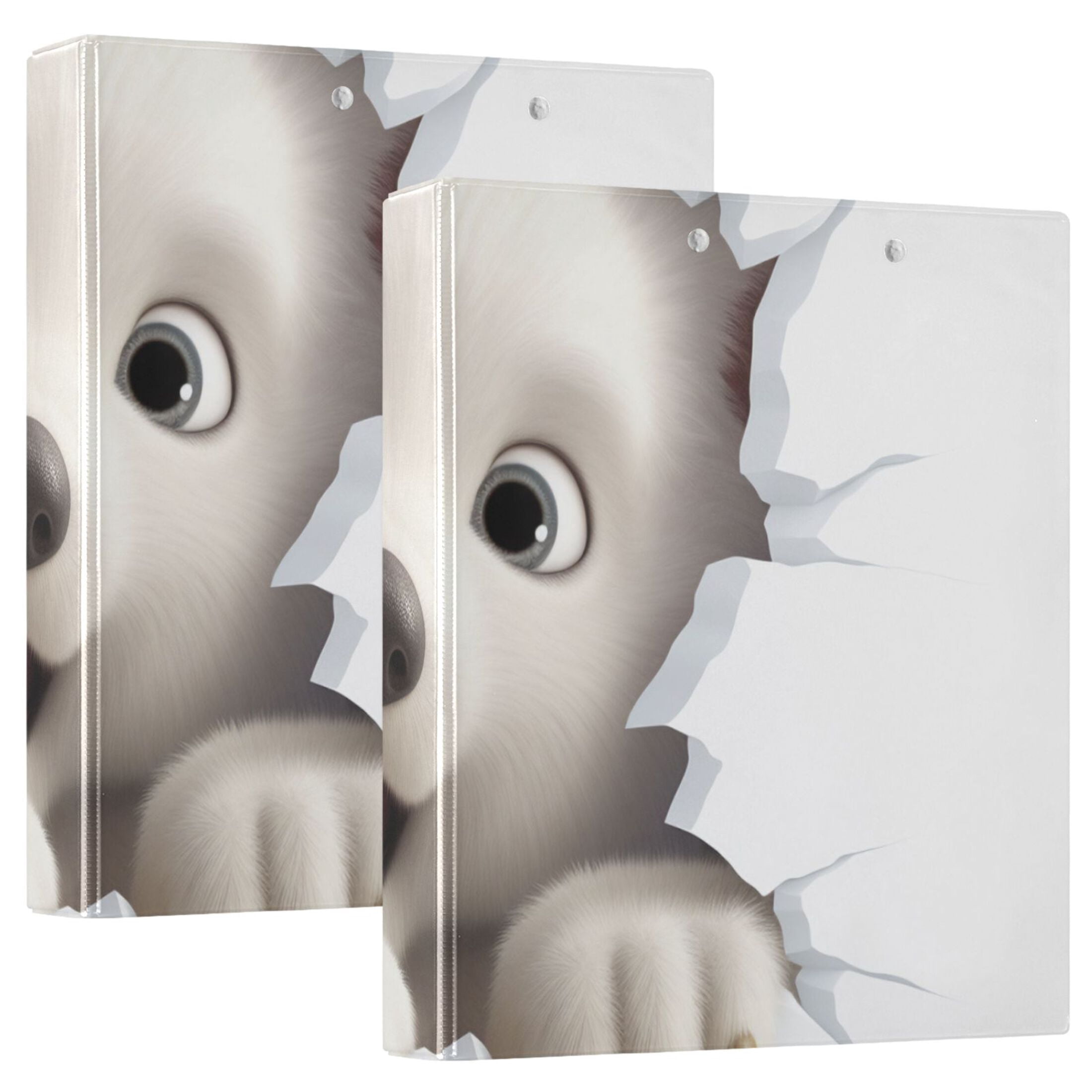 White Bear Face Wall 3 Ring Binders 1.5 inch Hardcover File Folders ...